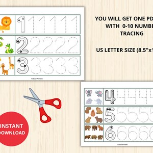 Safari Animal Number Tracing,handwriting Practice,writing Skills ...