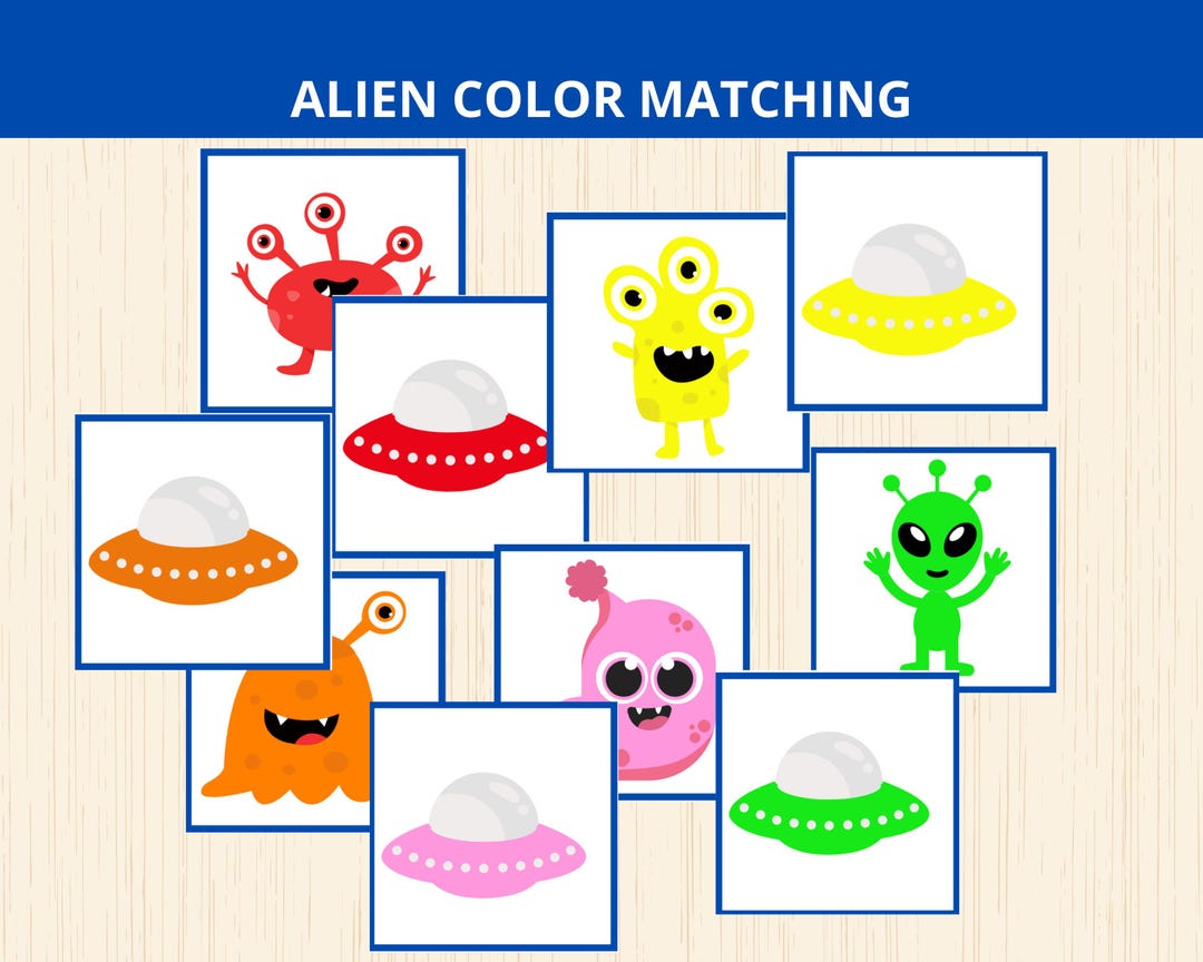 Aliens Color Matching,space Busy Book,space Unit Study,color Match Game ...