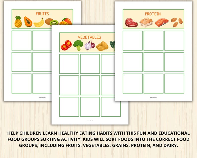 Food Groups Sorting,nutrition Activity Kids,preschool Nutrition Sorting ...