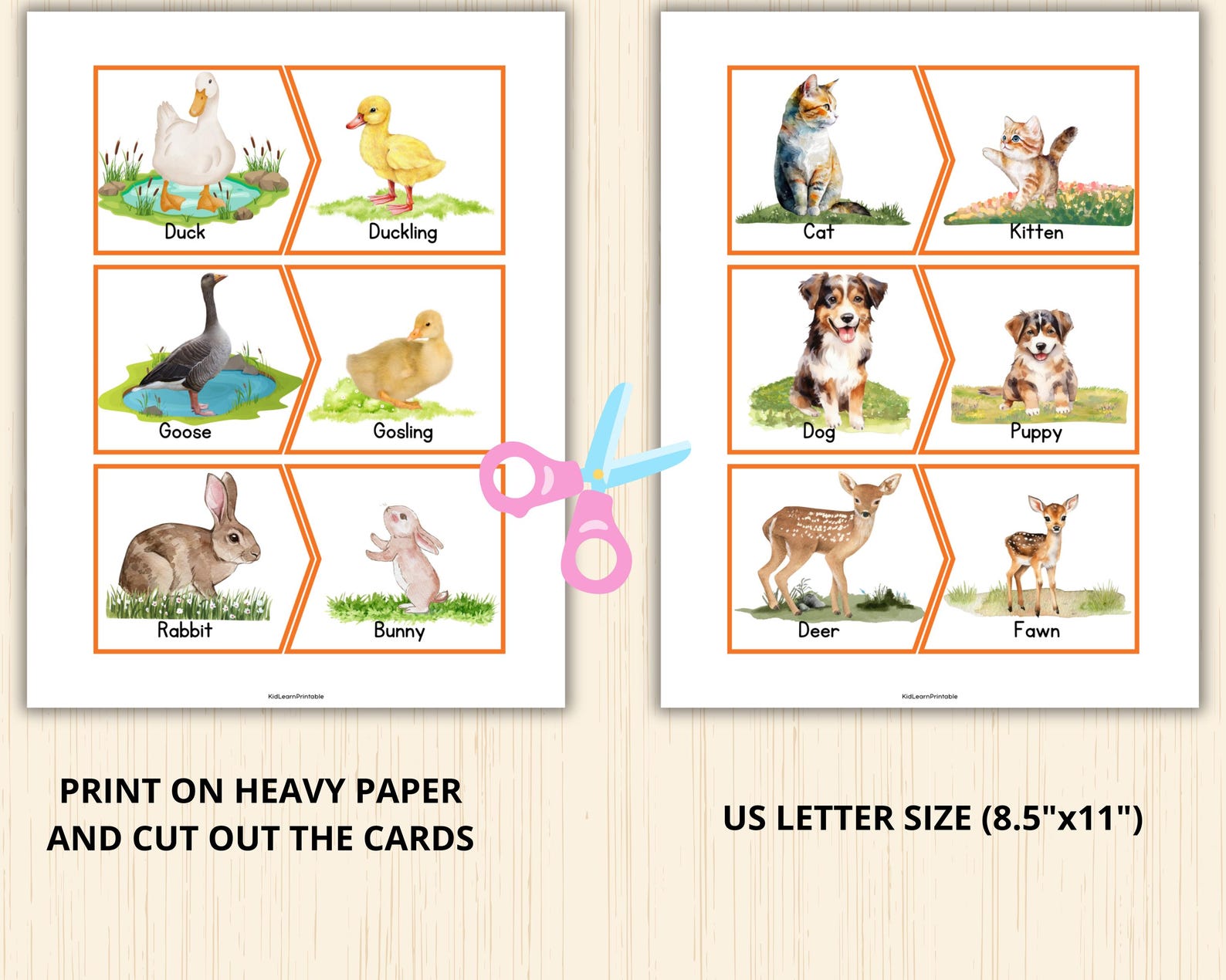Mother and Baby Farm Animal Matching Card,montessori Farm Unit,farm ...