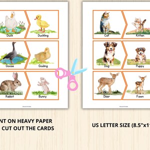 Mother and Baby Farm Animal Matching Card,montessori Farm Unit,farm ...