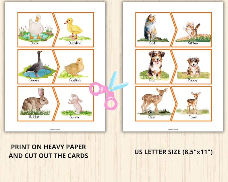 Mother and Baby Farm Animal Matching Card,montessori Farm Unit,farm ...