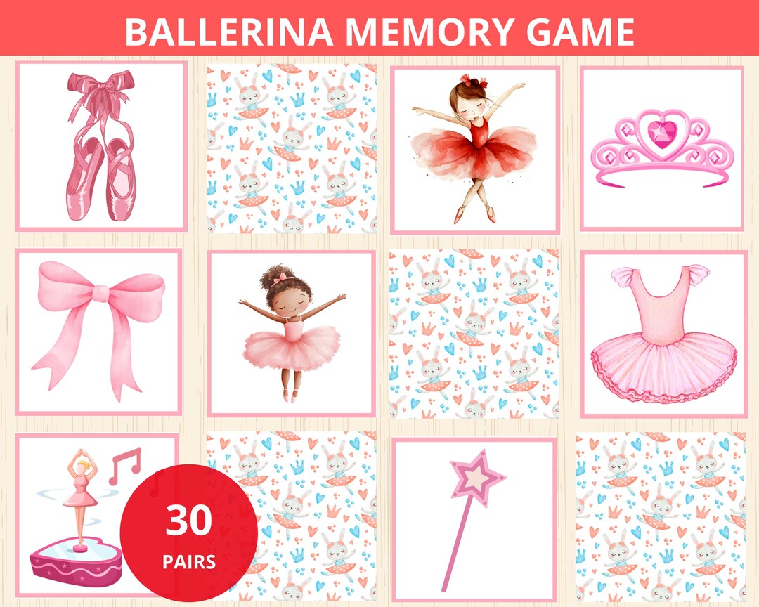 Ballet Memory Game,ballerina Matching Game,ballerina Memory Match ...
