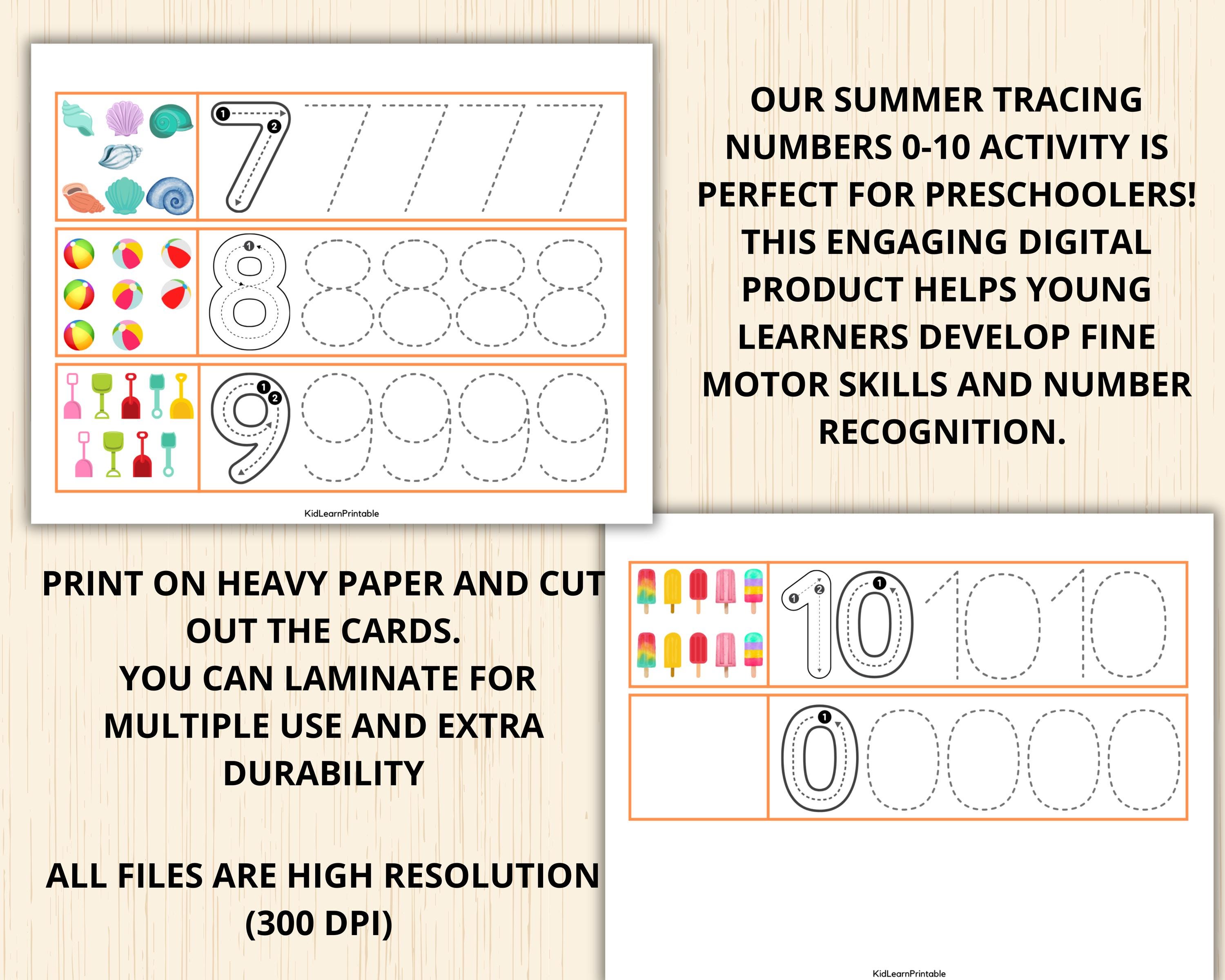 Summer Number Tracing,handwriting Practice,writing Skills,tracing ...