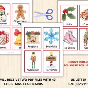 Christmas Flashcard,winter Flashcard,christmas Montessori Prek,holiday ...