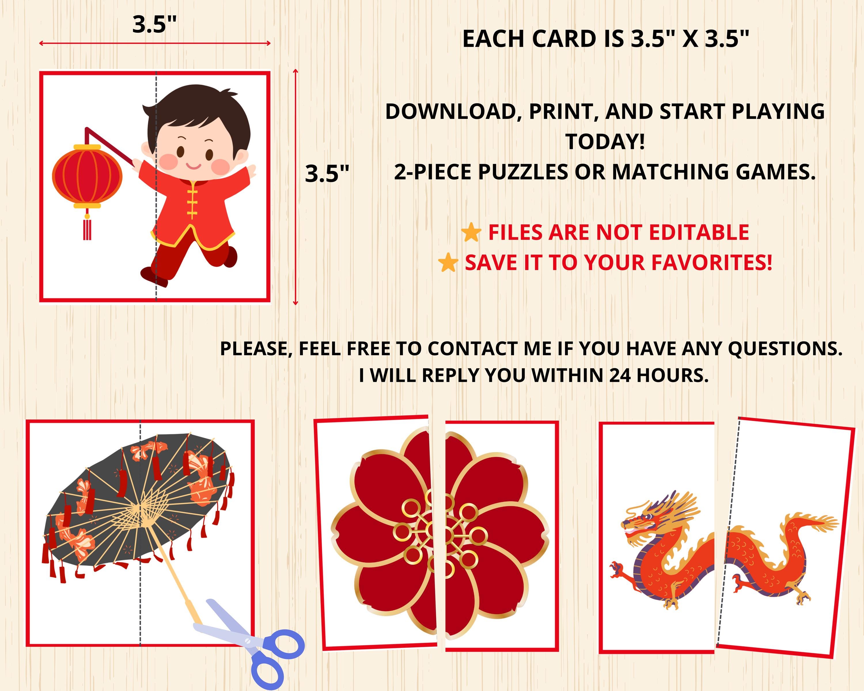 Chinese New Year Matching Game,matching Activity for Kids,lunar New ...