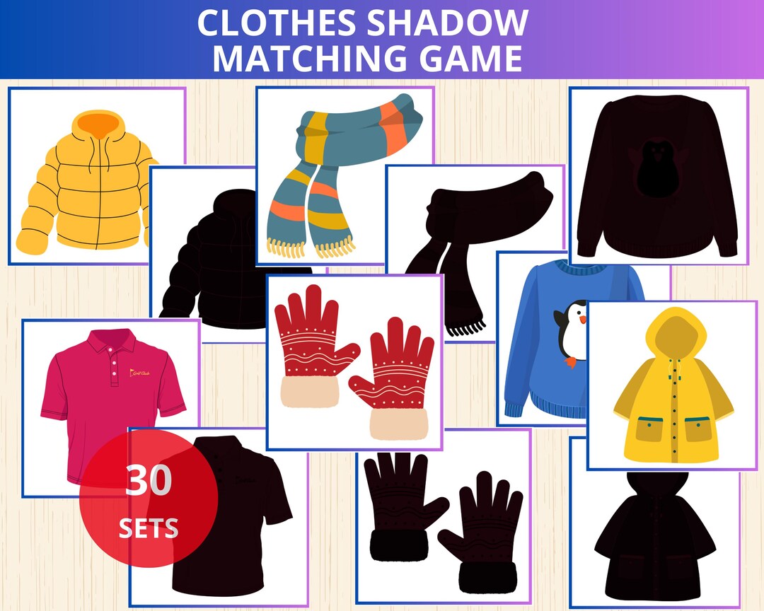 Clothes Shadow Matching Game,clothes Montessori,toddler Matching Game ...
