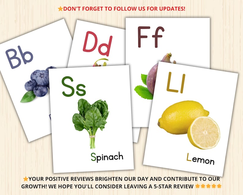 Fruit and Vegetables Alphabet Poster,fruit Flashcards,veggies A to Z ...