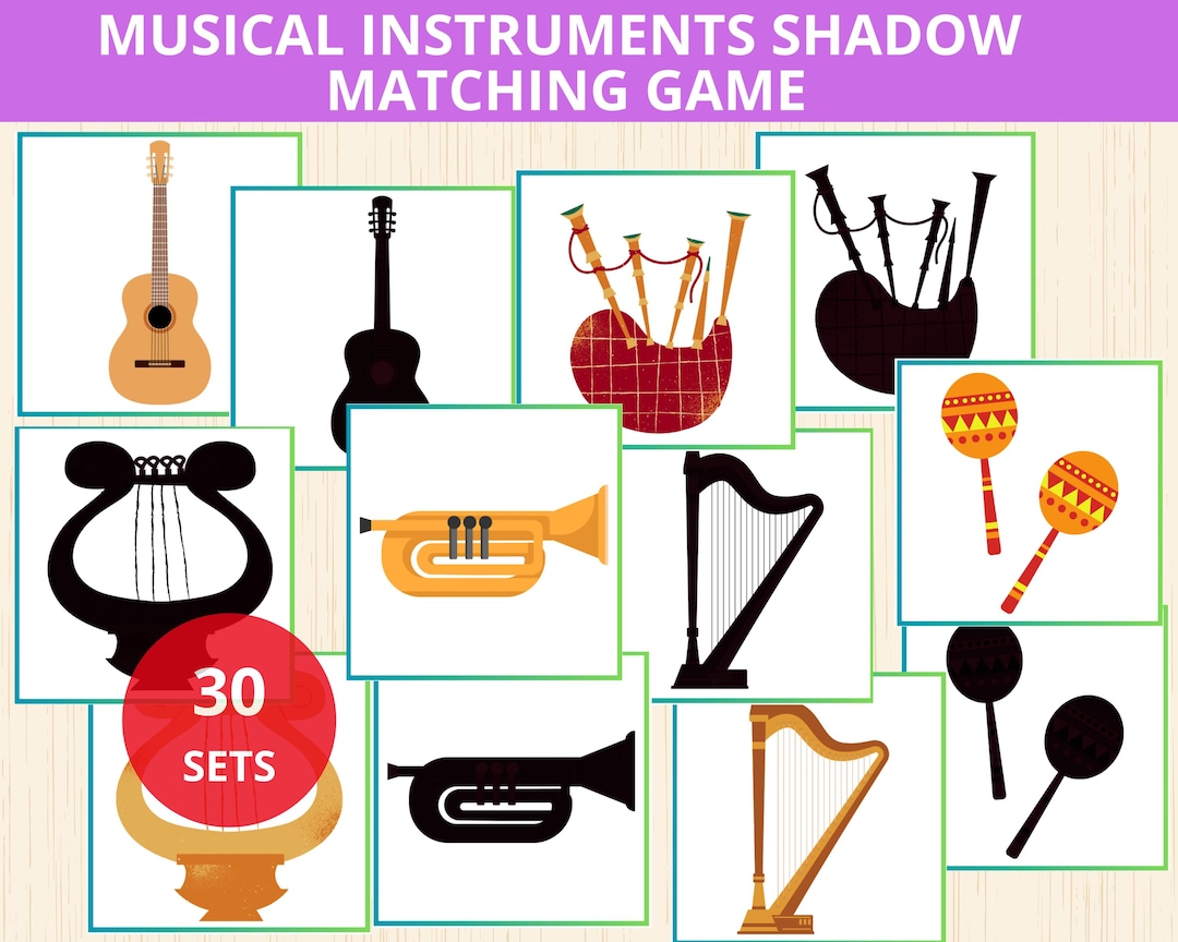 Music Instruments Shadow Matching Cards,music Preschool Activity ...