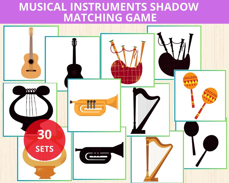 Music Instruments Shadow Matching Cards,music Preschool Activity ...