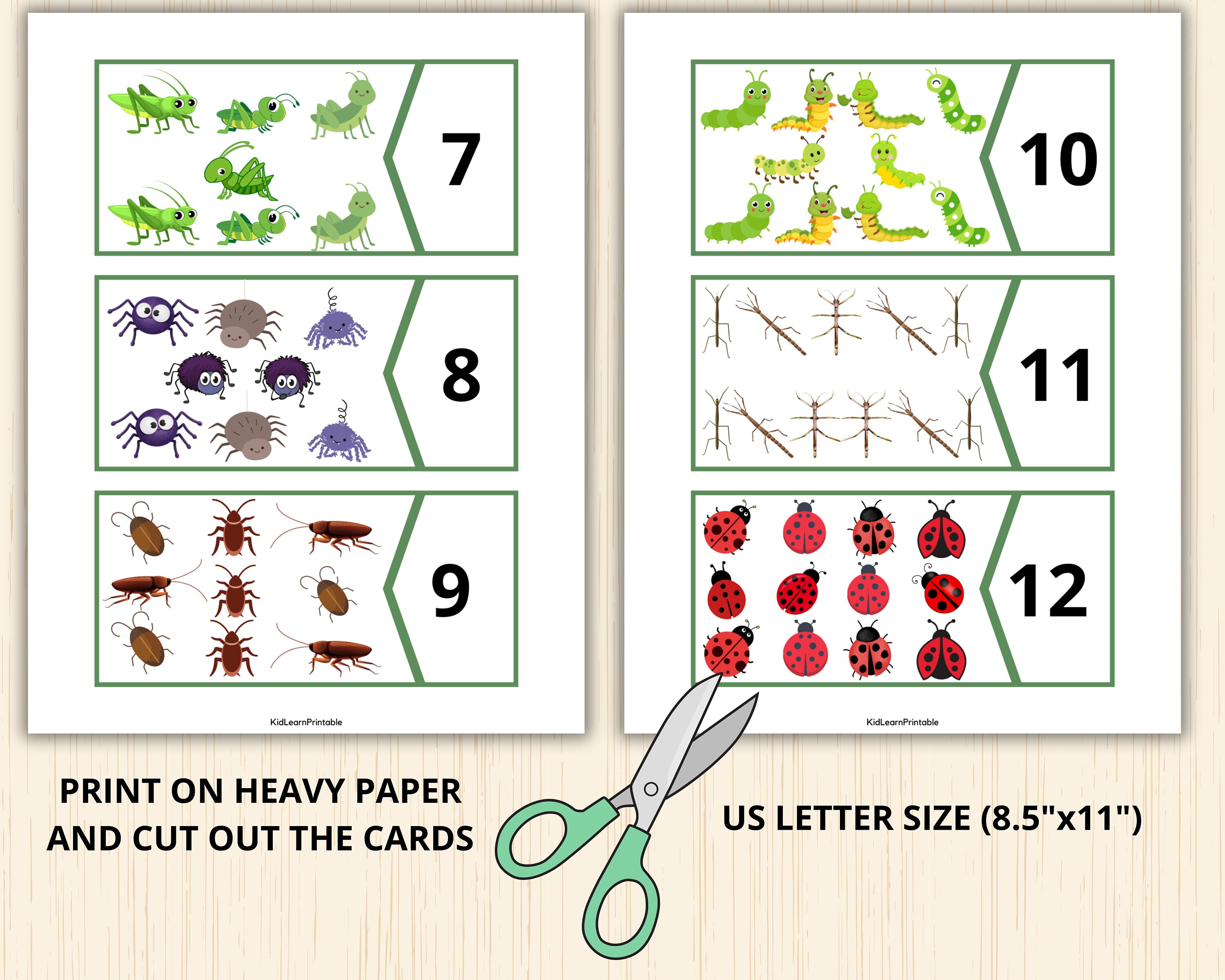 Insect Number Matching,spring Puzzle,counting Activity,preschool,number ...