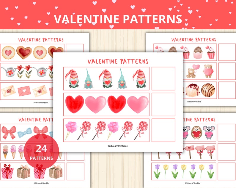 Valentine Patterns,preschool Curriculum,valentine Activity for Kids ...