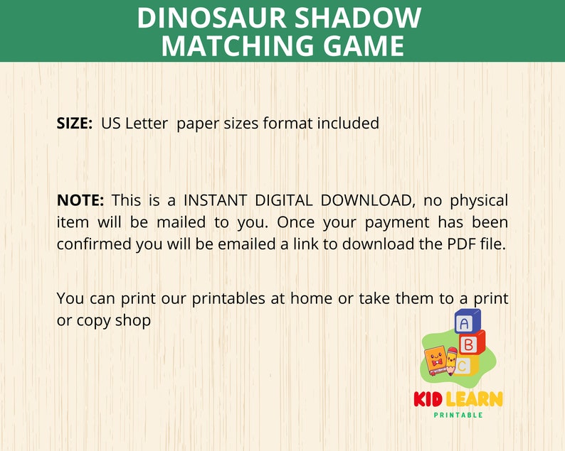 Dinosaur Shadow Matching Game,dinosaur Matching,dinosaur Montessori ...