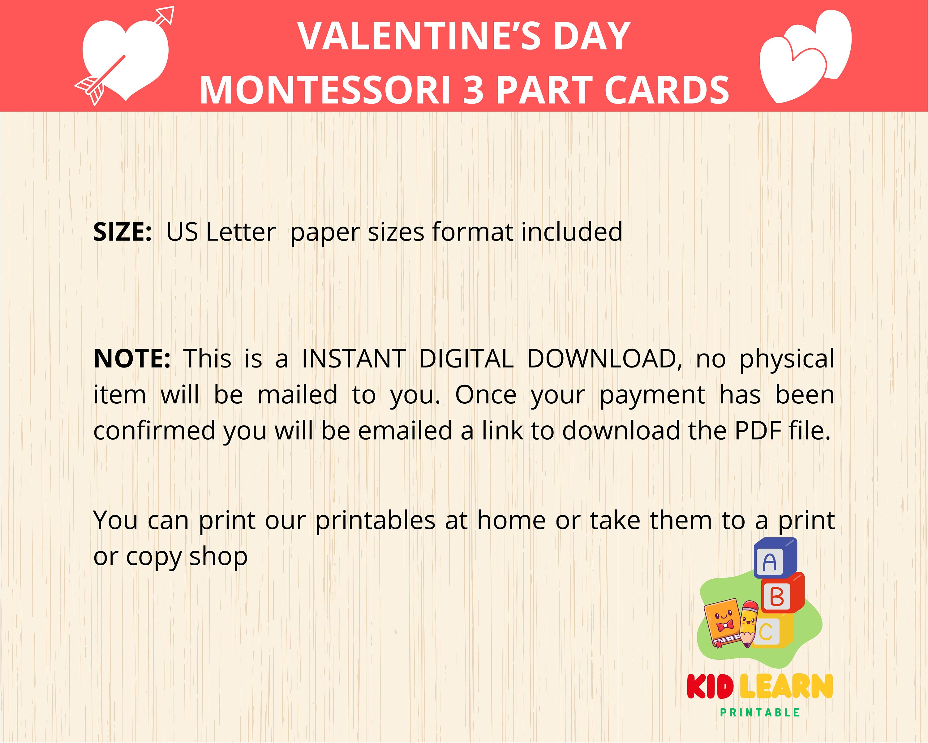 Montessori 3 Part Valentine's Day Cards, Flashcards, Montessori ...