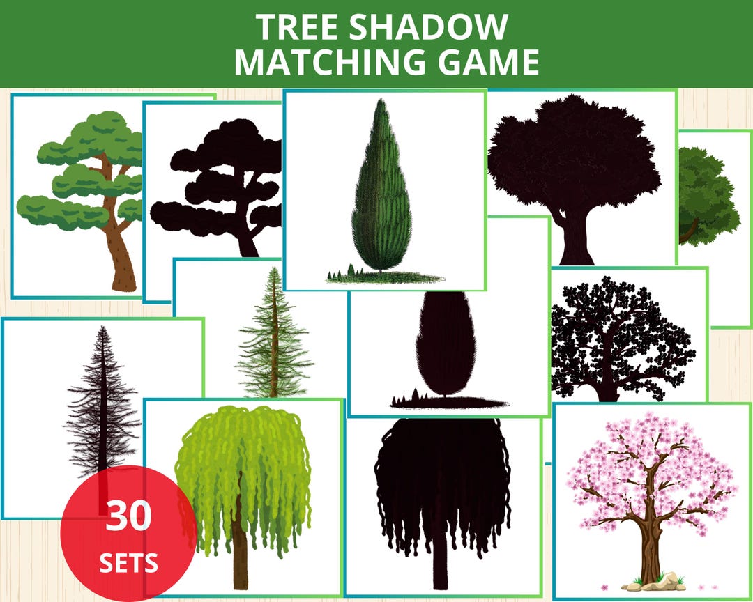Tree Shadow Matching Card,wooden Shadow Matching,fall Montessori ...
