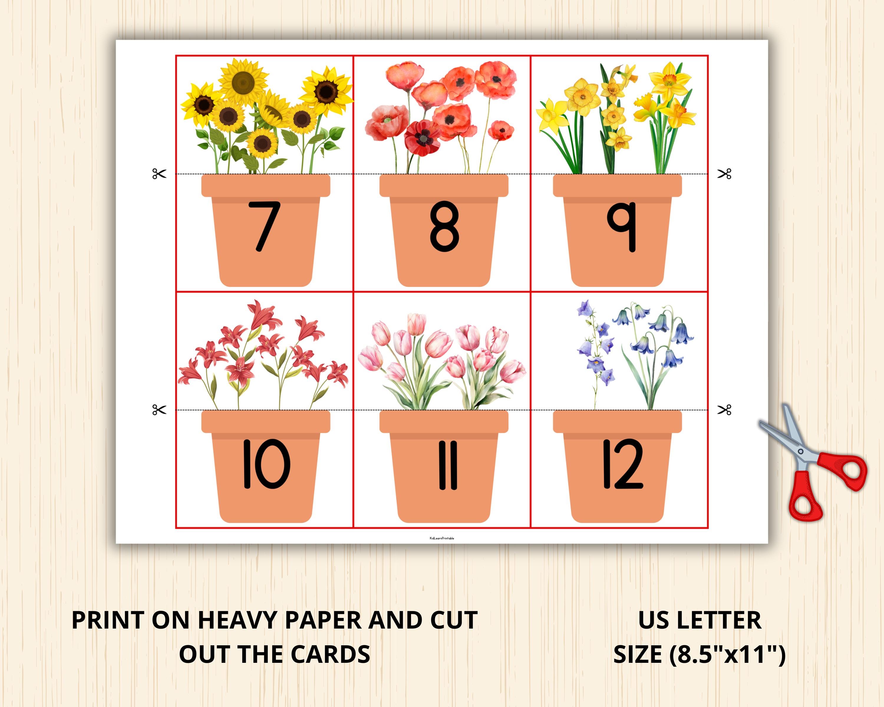 Flower Number Matching,spring Counting Number,spring Preschool Activity ...