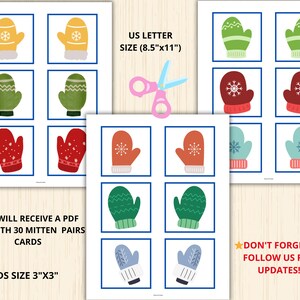 Mitten Matching Game,winter Matching Game,winter Preschool Activity ...