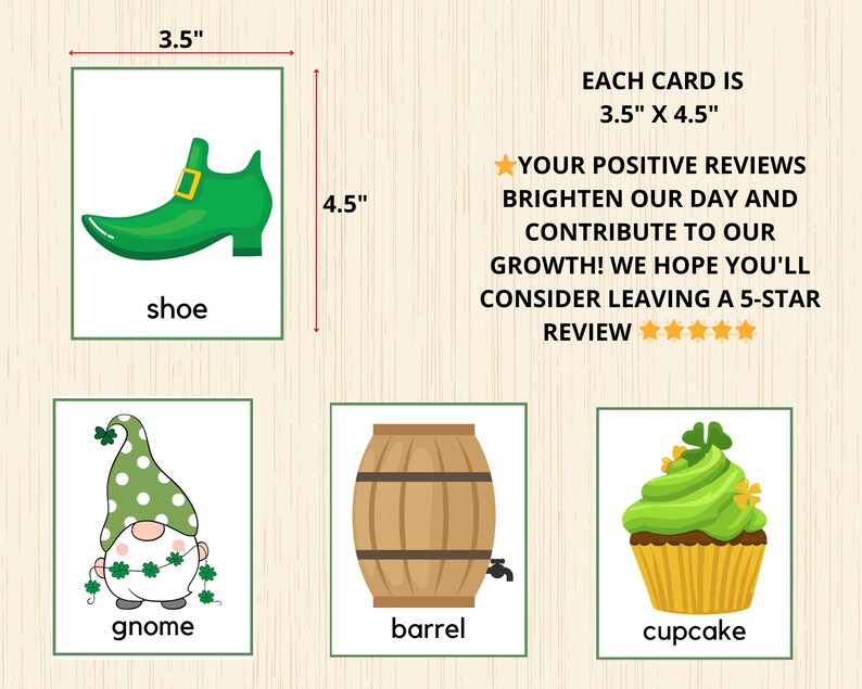 St. Patrick's Day Vocabulary, St Patricks Flash Card,st. Paddy's Day ...