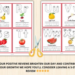 Fruit Alphabet Tracing Cards,alphabet Tracing Worksheets,fruits and ...