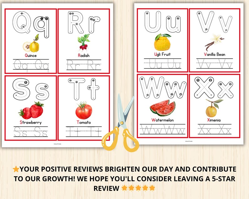 Fruit Alphabet Tracing Cards,alphabet Tracing Worksheets,fruits and ...
