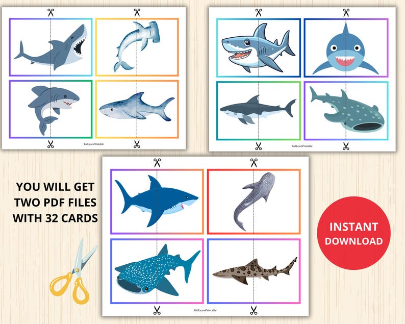 Shark Symmetry Puzzles,summer Matching Activity,visual Skills,animal ...