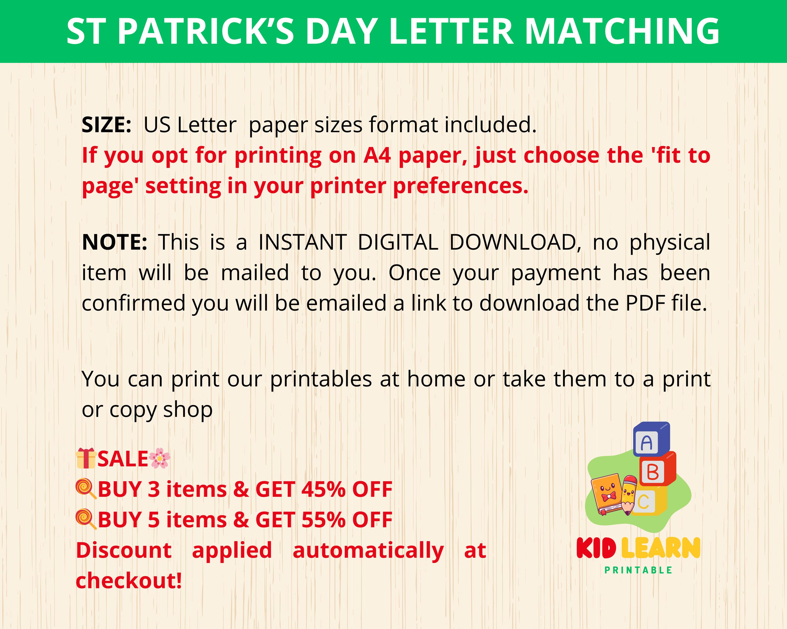 St Patricks Day Alphabet,letter Matching Game,st Patricks Day Activity ...