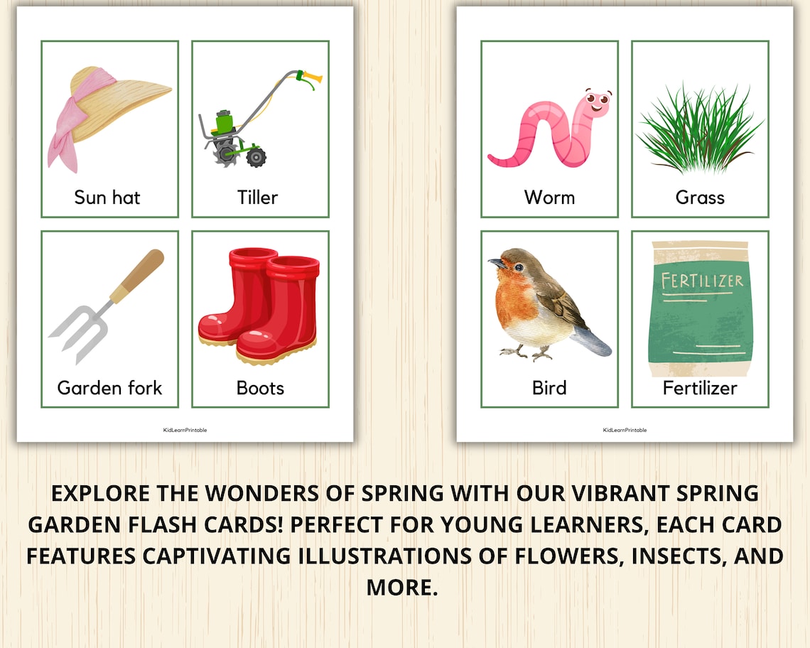 Montessori Garden Cards, Preschool Printable, Garden Flashcards ...