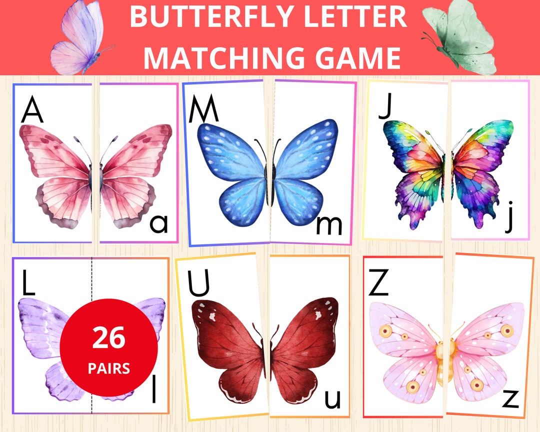 Butterfly Letter Matching Game,toddler Matching Game, ABC Learning ...