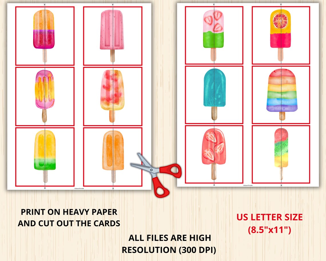 Popsicles Matching Game,summer Matching Activity,summer Preschool ...