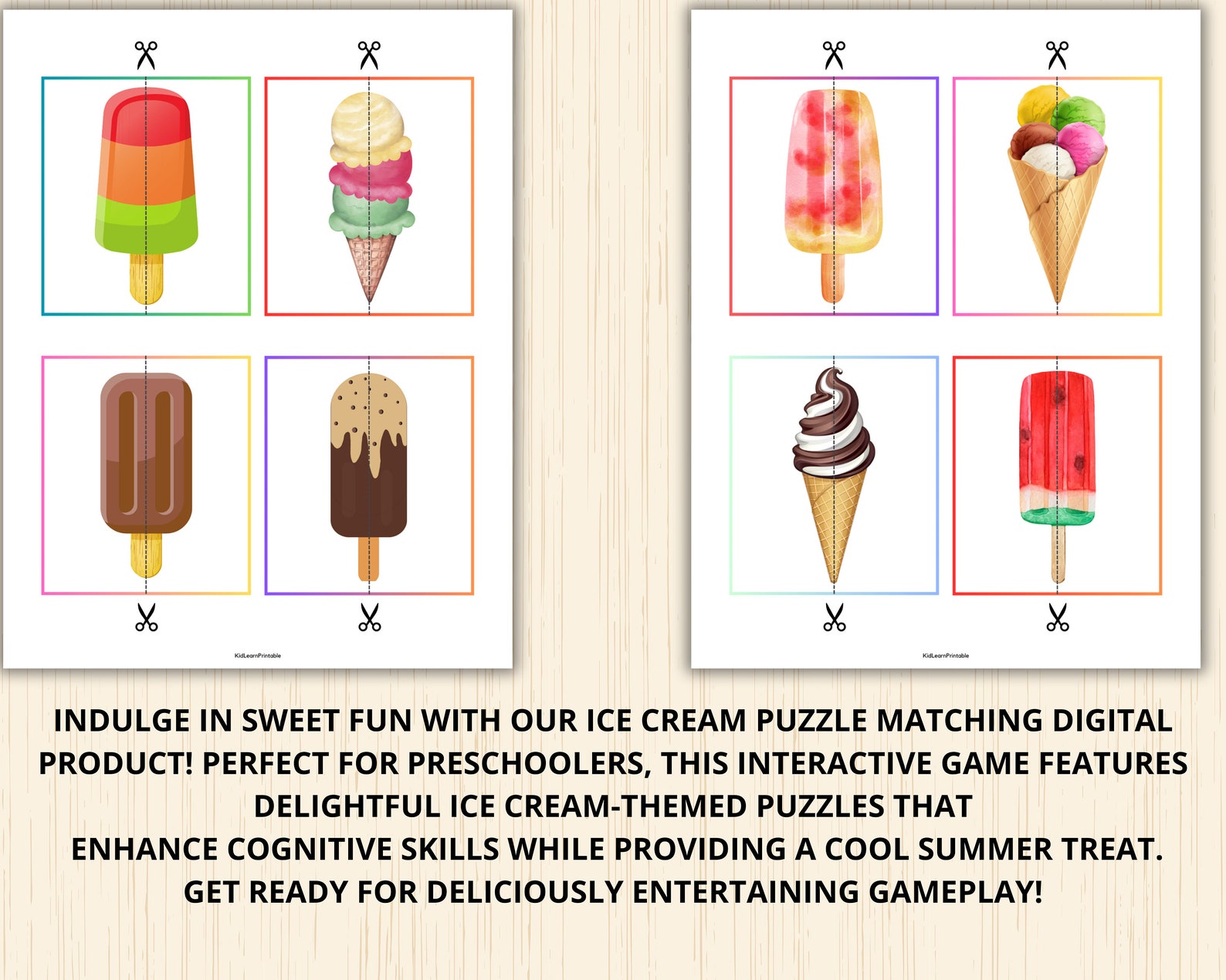 Ice Cream Matching Activity,summer Puzzles,symmetry Puzzles,popsicles ...