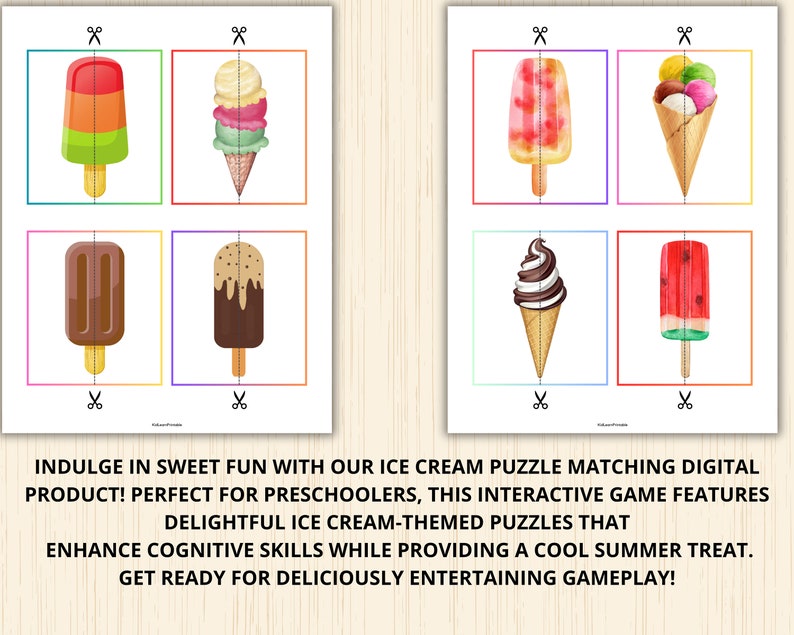 Ice Cream Matching Activity,summer Puzzles,symmetry Puzzles,popsicles ...