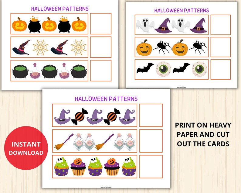 Halloween Patterns,halloween Montessori,pattern Worksheet,homeschool ...