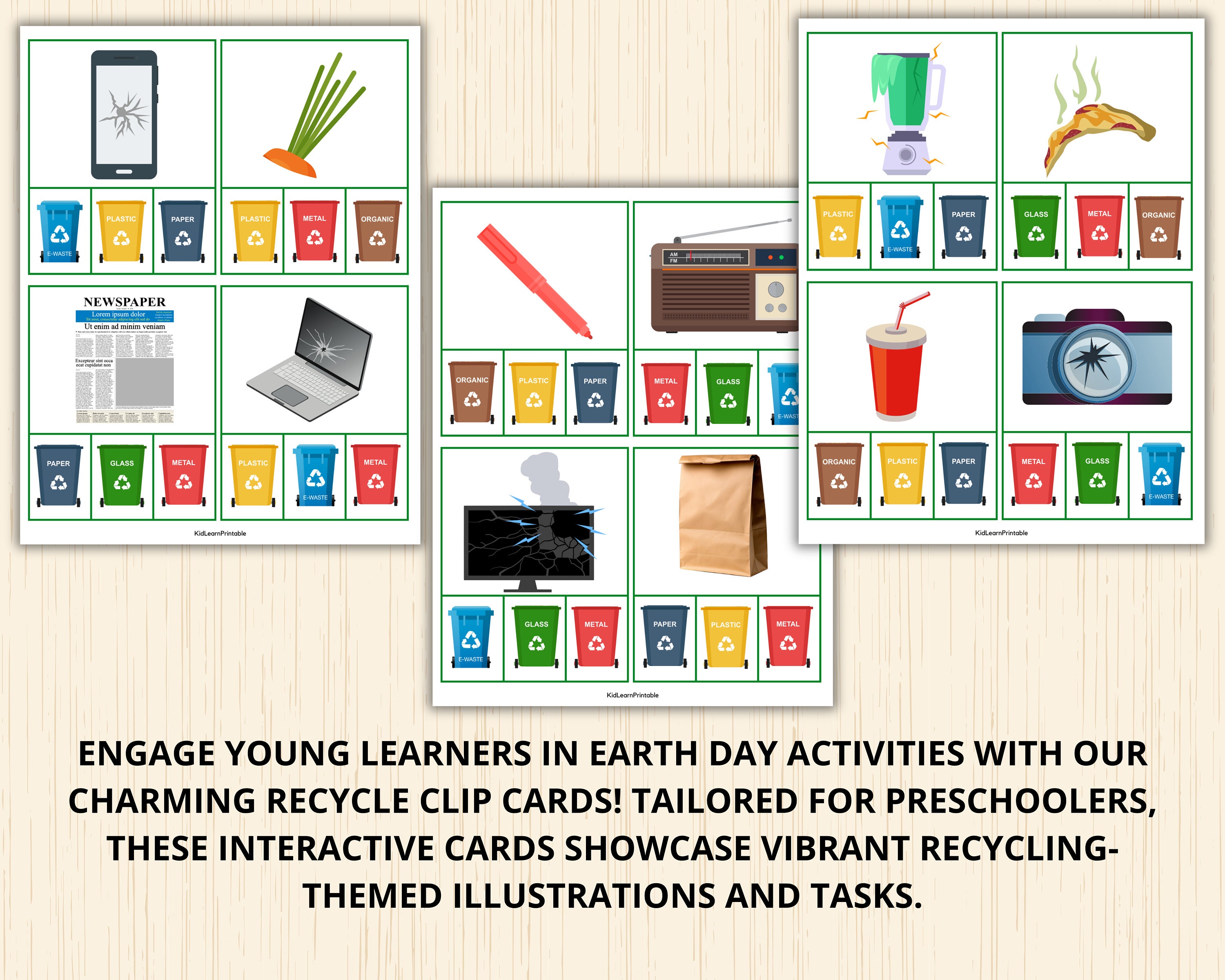 Earth Day Clip Card,earth Day Recycle Sort, Waste Sorting, Earth Day ...