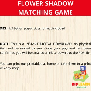 Flower Shadow Matching Card,flower Flashcards,spring Shadow,matching ...