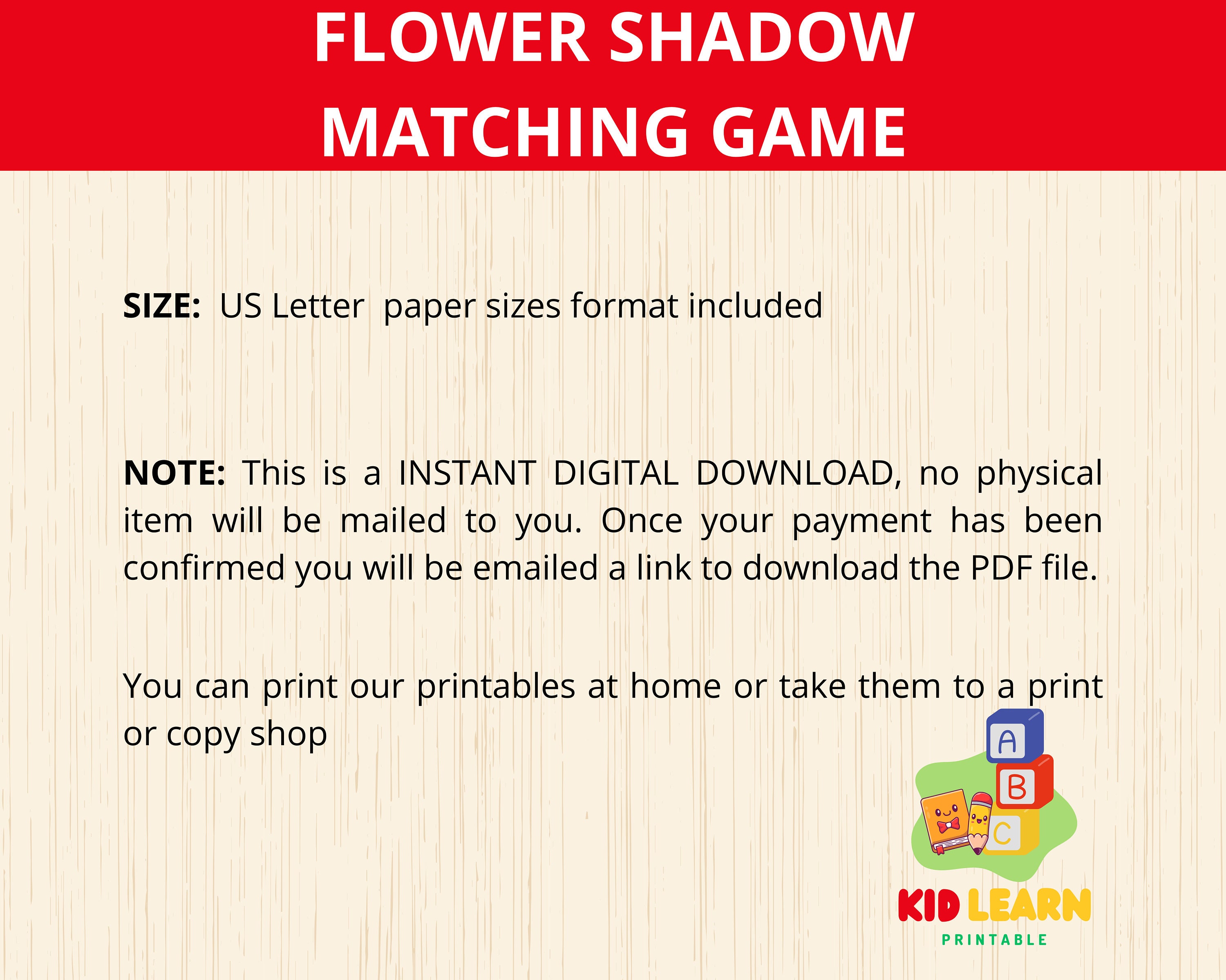 Flower Shadow Matching Card,flower Flashcards,spring Shadow,matching ...