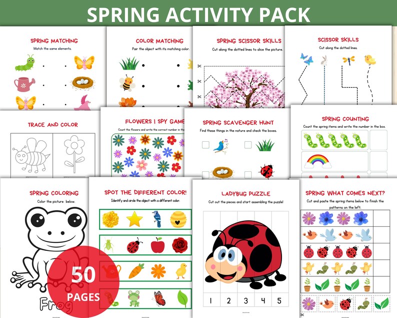 Spring Preschool Packet,spring Preschool Worksheets,spring Learning ...