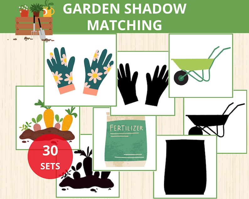 Garden Shadow Matching Cards,garden Flashcards, Spring Activity ...