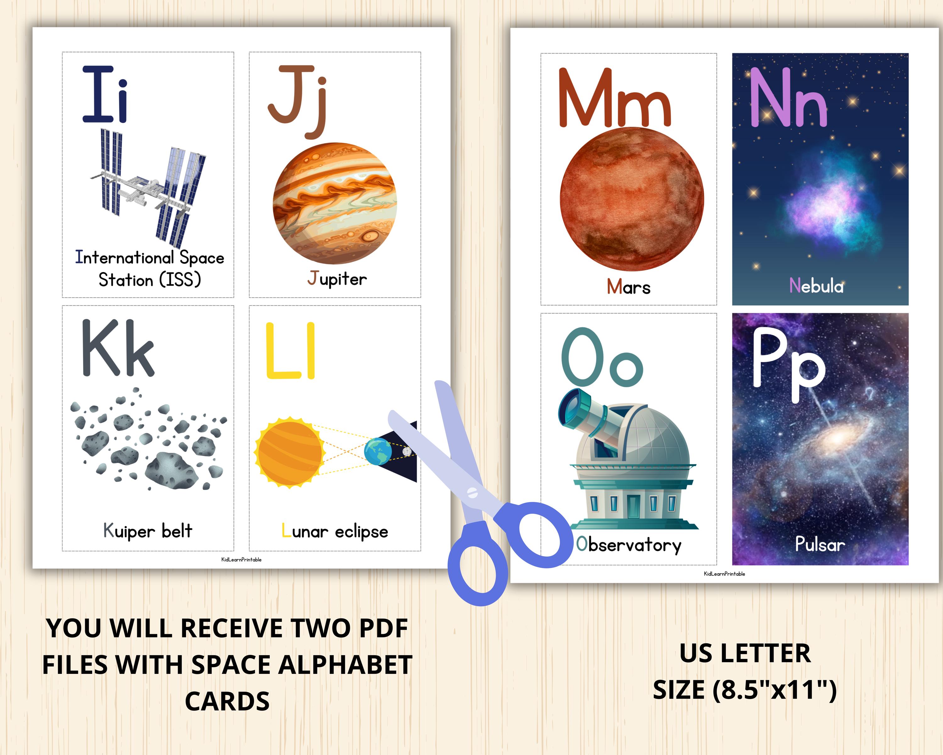 Outer Space Alphabet Flashcard,space ABC Cards,space Vocabulary,space ...
