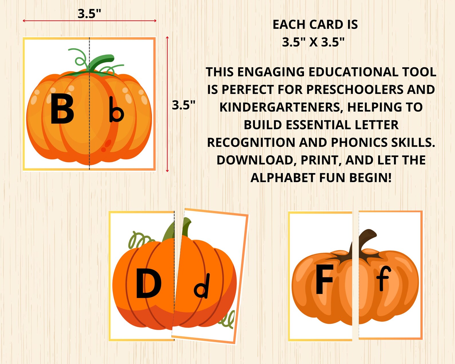 Pumpkin Alphabet Puzzle Pairs,fall Alphabet Match,matching Cards ...