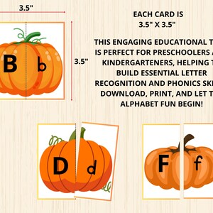Pumpkin Alphabet Puzzle Pairs,fall Alphabet Match,matching Cards ...