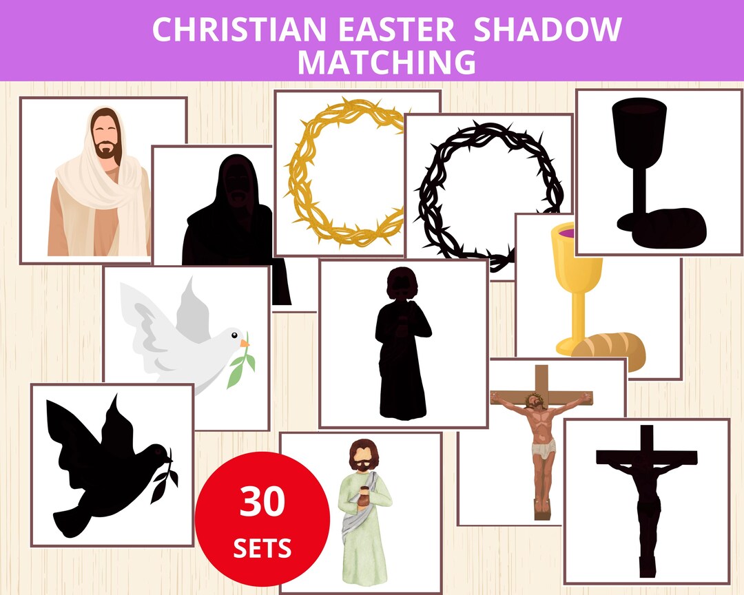 Easter Story Shadow Matching Cards,christian Easter Matching Activity ...