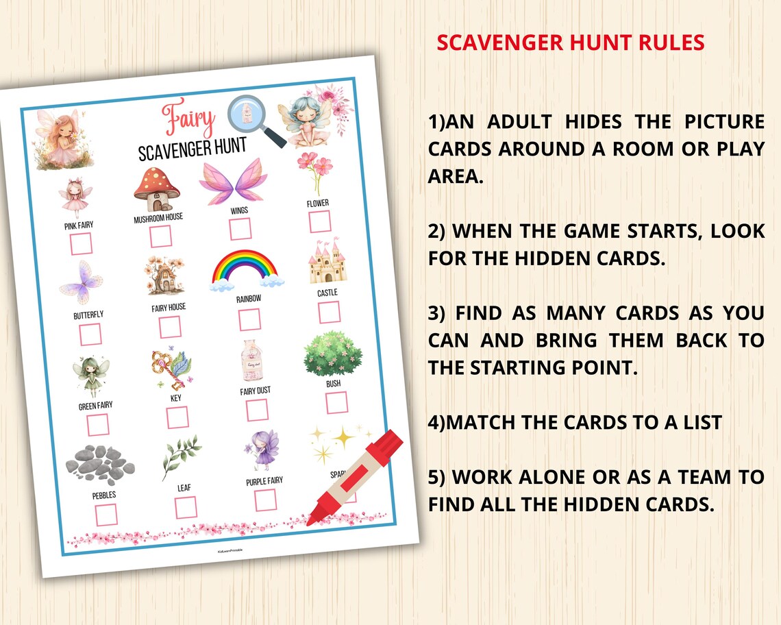 Fairy Scavenger Hunt,fairy Garden Party Games,fairy Birthday Party ...