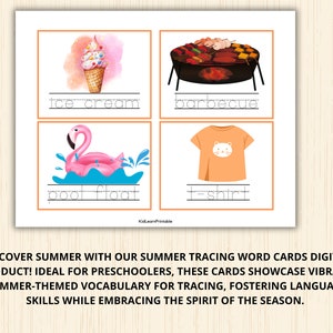 Summer Word Tracing Cards,tracing Cards,summer Montessori,summer ...