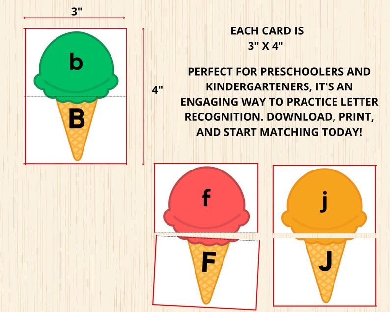 Ice Cream Alphabet Match,preschool Letters,alphabet Matching Game ...
