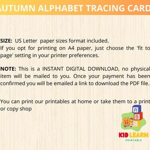 Autumn Alphabet Cards,tracing Letters,fall Letter Tracing,fall Tracing ...