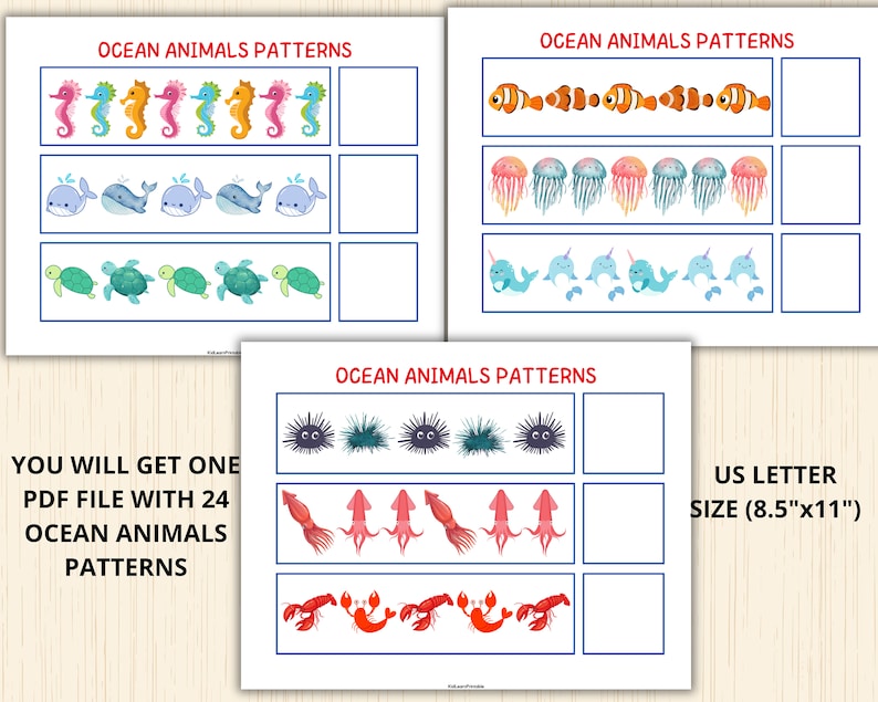 Ocean Animals Patterns,what Comes Next,scissors Skills,sea Animals ...