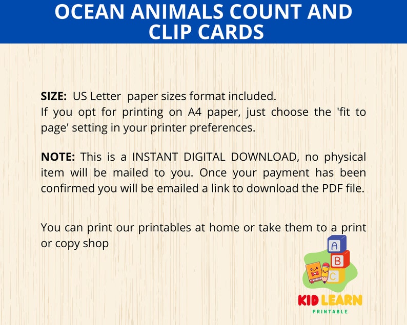 Ocean Animal Count and Clip Cards,numbers 1-20,ocean Animals Flashcards ...