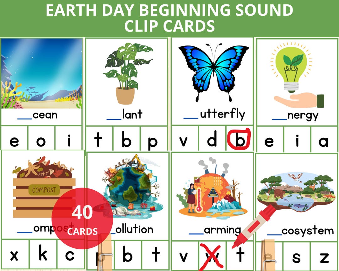 Earth Day Beginning Sound,earth Day Initial Sounds,earth Day Montessori ...