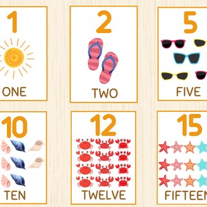 Summer Number Flashcards,numbers 1-20,numbers Bilingual Flashcards ...
