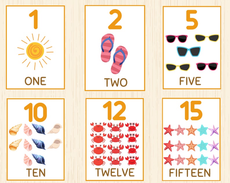 Summer Number Flashcards,numbers 1-20,numbers Bilingual Flashcards ...
